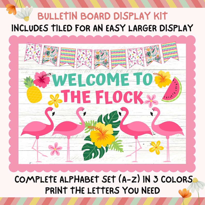 Flamingo Bulletin Board Kit Back to School Flock Tropical - Etsy