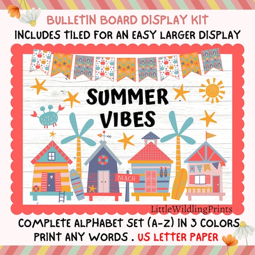 Summer Bulletin Board Kit Classroom Decor Retro - Etsy