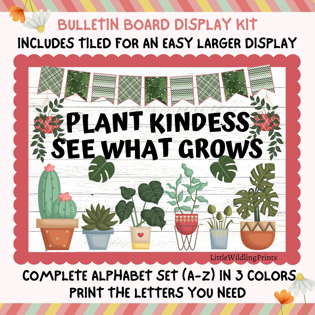 Succulent Plant Bulletin Board Kit, Grow Together Plant Kindness, Back ...