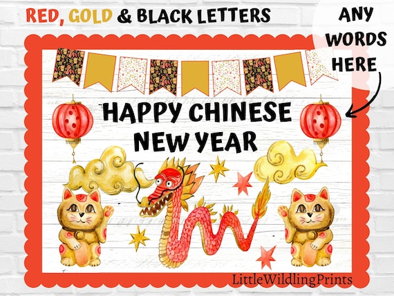 Chinese New Year Bulletin Board Display Kit Custom Any Words | Etsy
