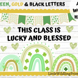 St Patricks Day Boho Rainbows Class Lucky Blessed Bulletin | Etsy