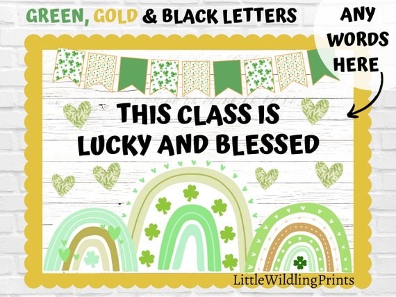 St Patricks Day Boho Rainbows Class Lucky Blessed Bulletin | Etsy