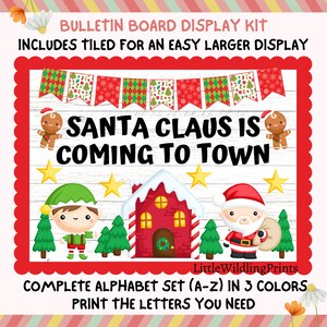 Christmas, Santa, Father Christmas, Elf, Town, Bulletin Board Kit ...