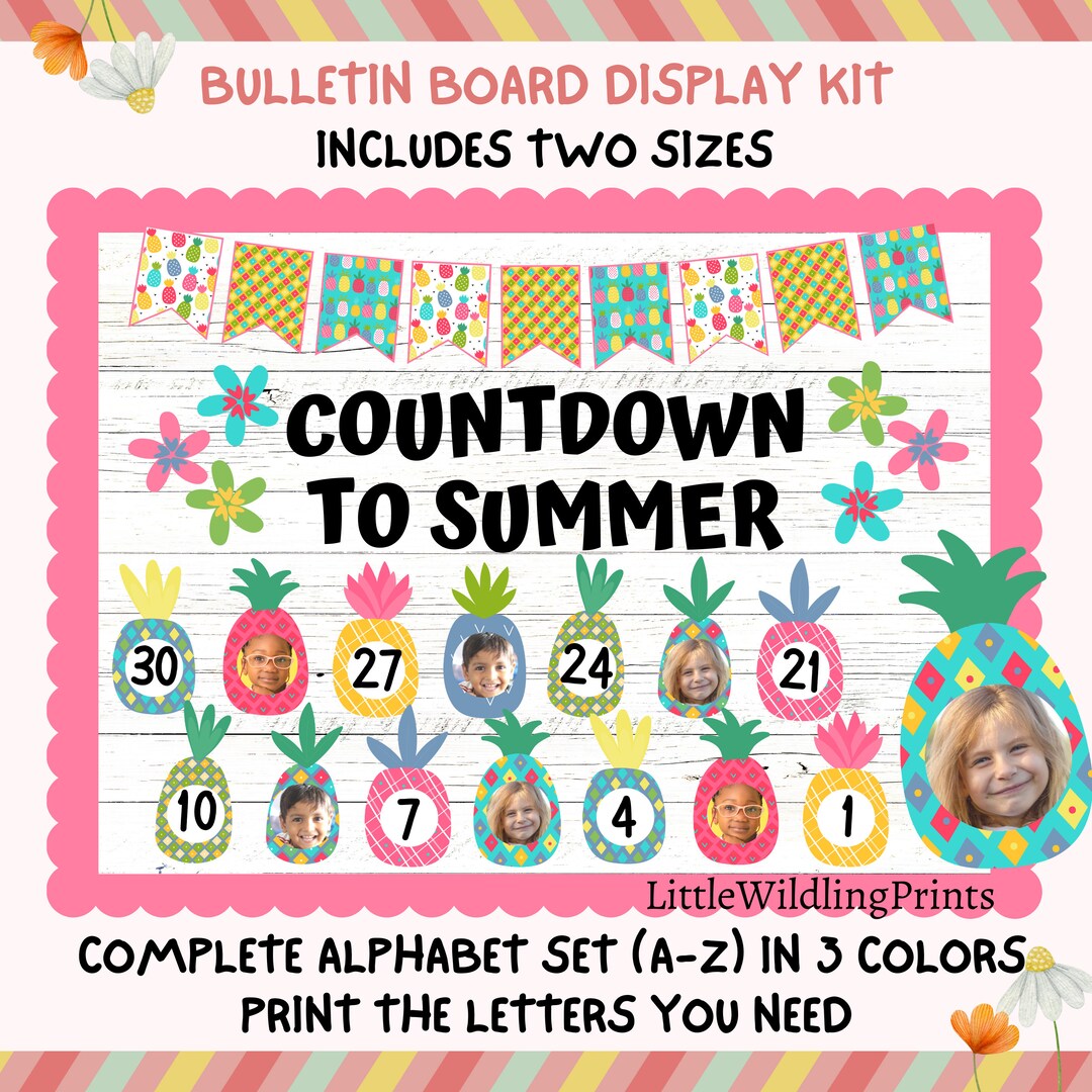 Sweet Summer Countdown Bulletin Board Kit, End of Year Pineapple ...