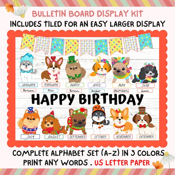 Birthday Puppy Dog Bulletin Board Birthday Display Kit Puppy - Etsy