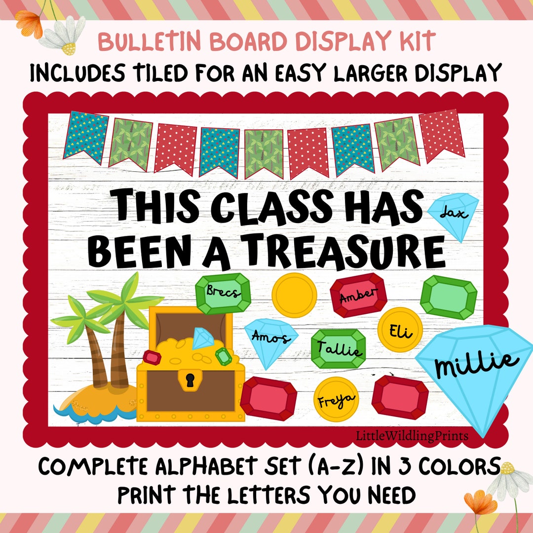End of Year Bulletin Board Kit, Treasure Gold Gem Class Bulletin, Class ...