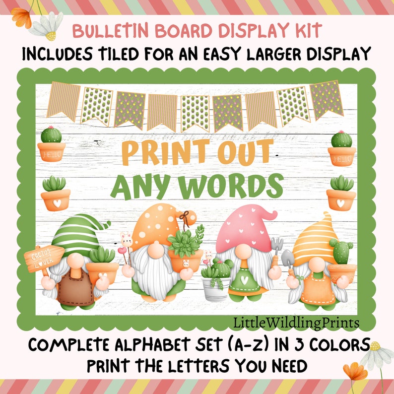 Cactus Gnomes Bulletin Board Kit Plants Succulents Garden - Etsy