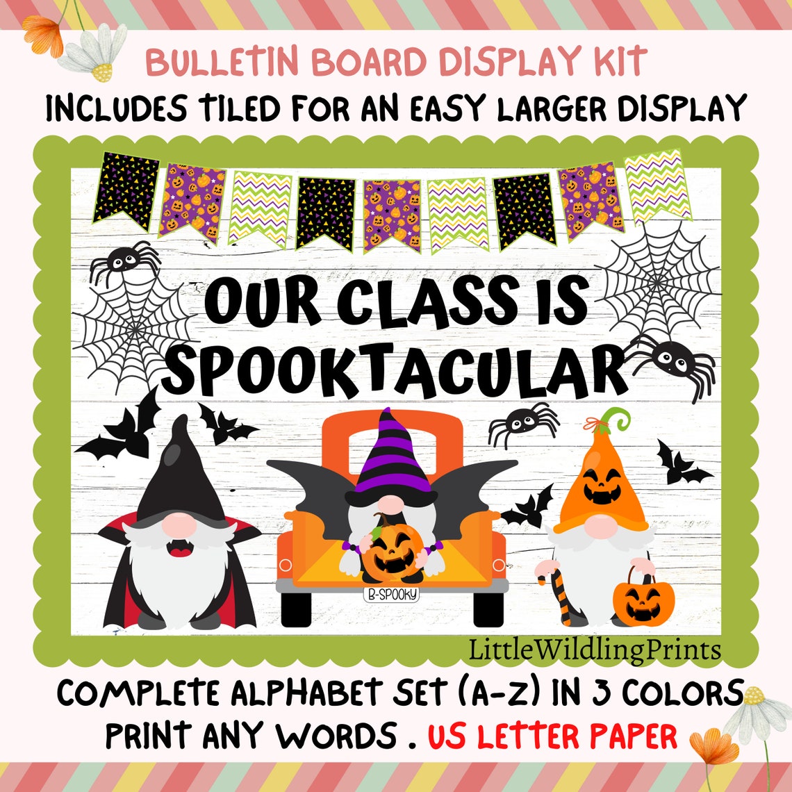 Halloween Gnomes Truck Bulletin Board Kit October - Etsy