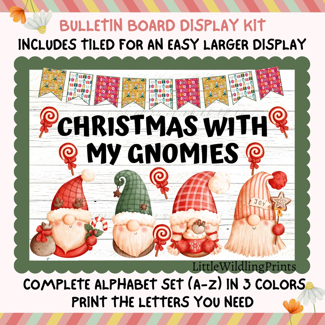 Christmas, Gnomes, Gnomies, Christmas Bulletin Board Kit - Etsy