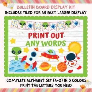 Out of This World Bulletin Board Kit, Space Galaxy Alien Planet Rocket ...