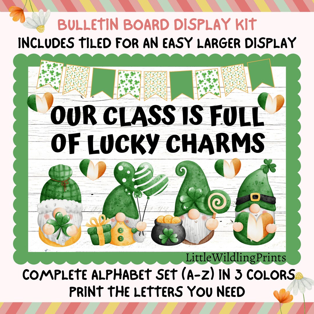St Patricks Day Gnome Bulletin Board Display Kit Custom Any Words ...