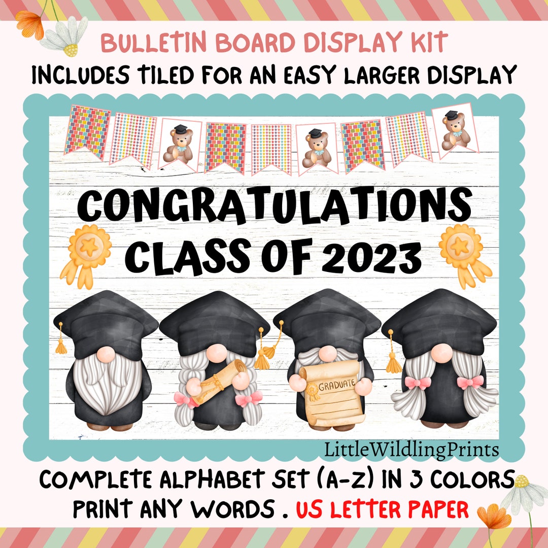 Graduation Gnomes Bulletin Board Kit, Class of 2023 End of Year ...