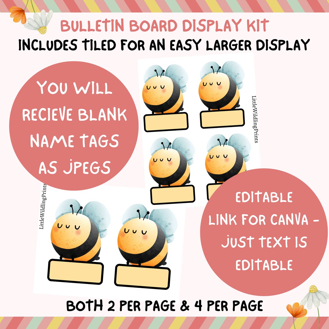 Welcome to Our Hive Bee Bulletin Board Edit Names Custom Words - Etsy