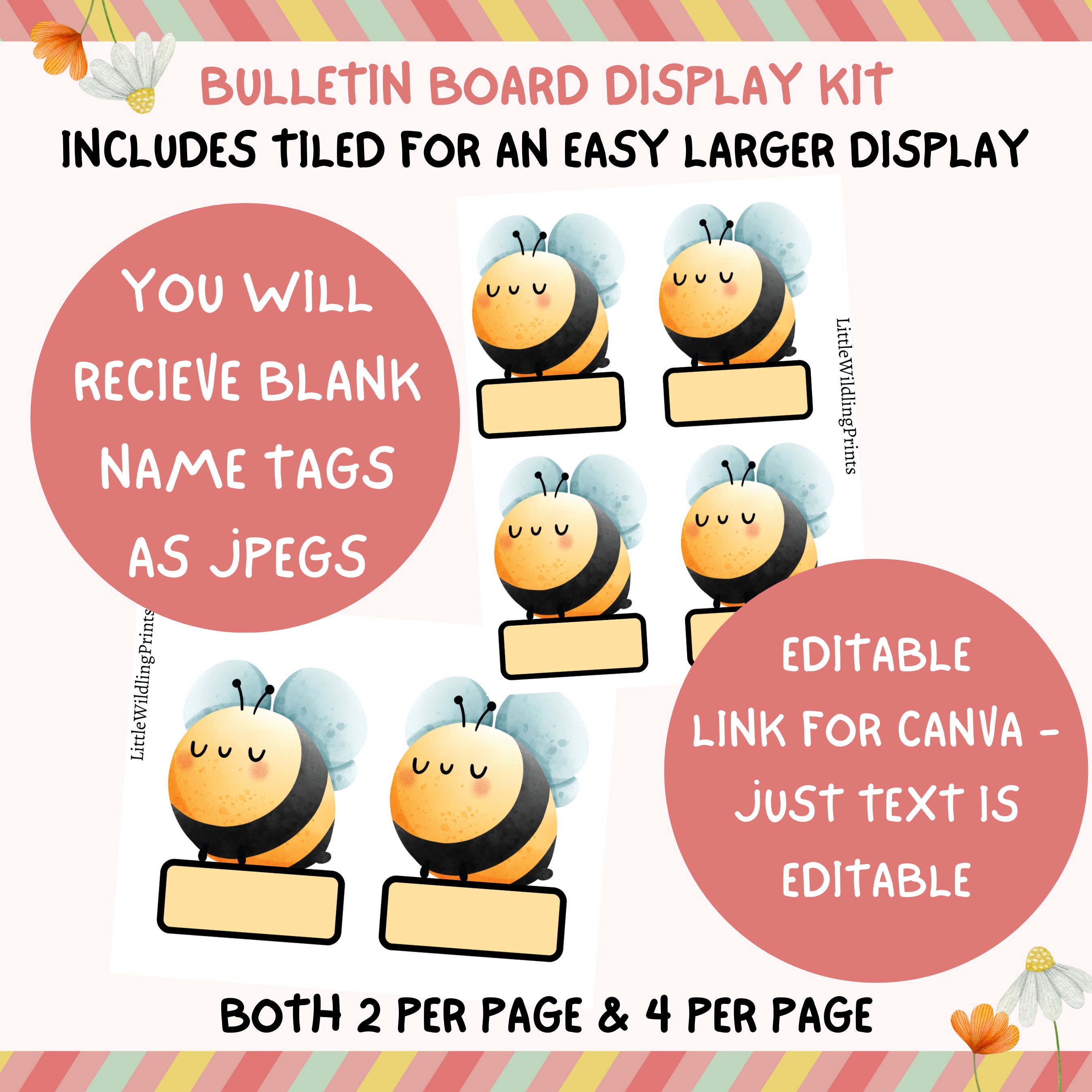 Welcome to Our Hive Bee Bulletin Board Edit Names Custom Words ...