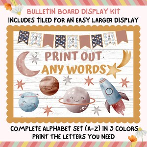 Reach for the Stars Bulletin Board Display Kit Custom Any Words ...