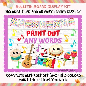 Music Bulletin Board Kit, Fun Colourful Positive Bulletin, Singing ...
