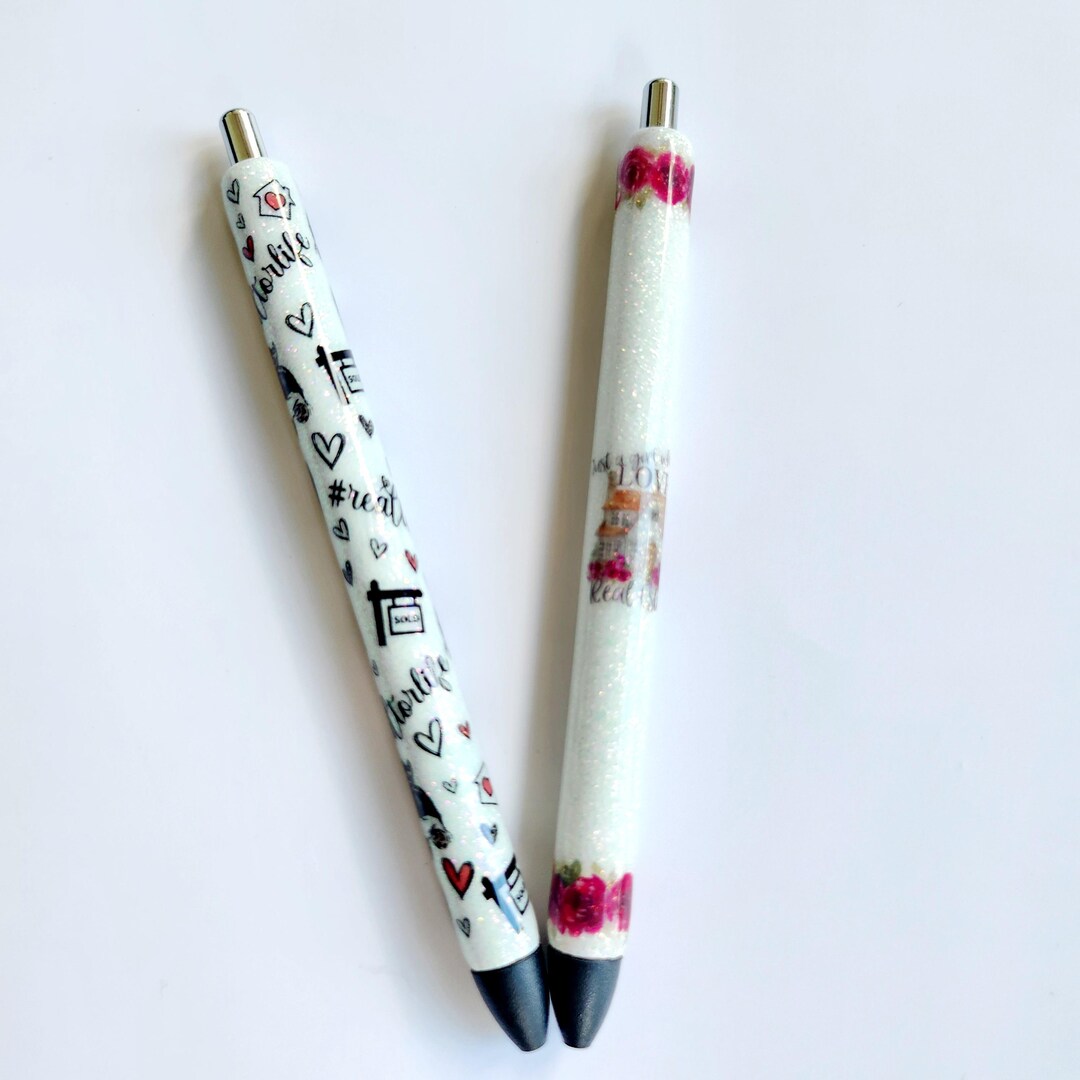 Realtor Custom Pen| Glitter Pen| Refillable Pen| Custom Design| Gel Pen ...