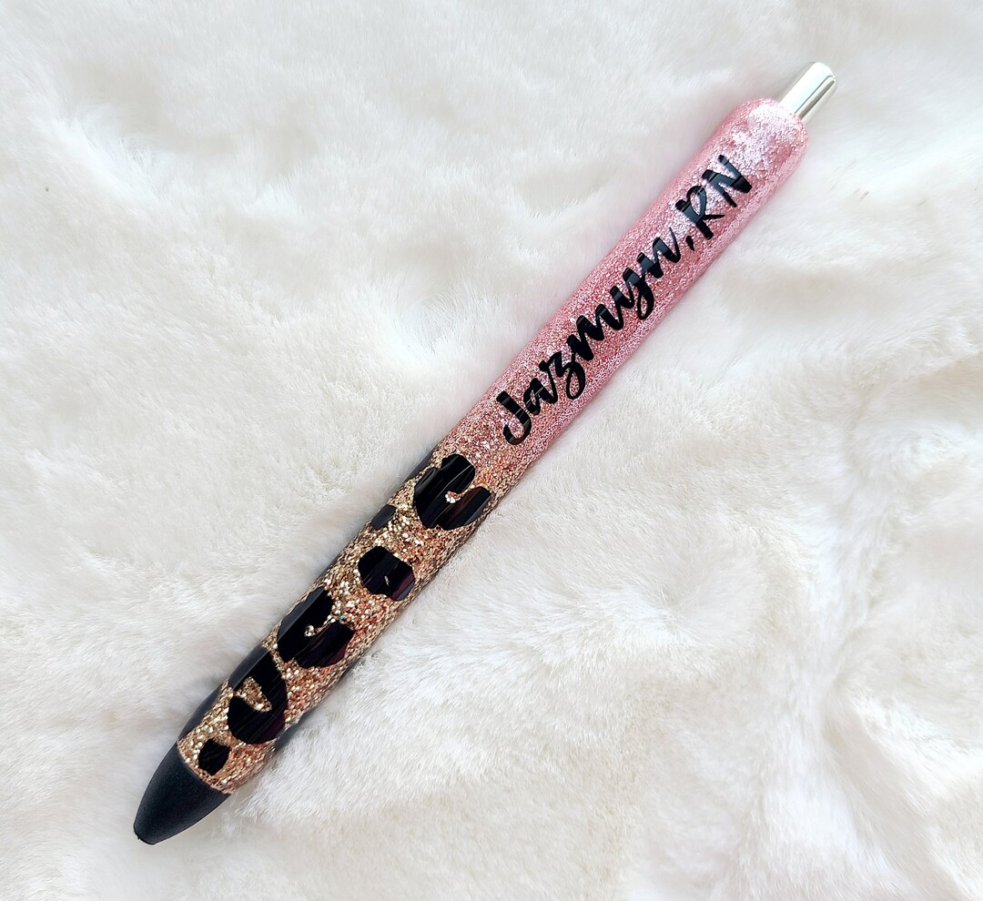 Cheetah Print Custom Pen| Ombre Glitter| Glitter Pen| Refillable Pen ...