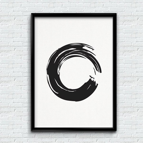 Black and White Circle Painting - Etsy
