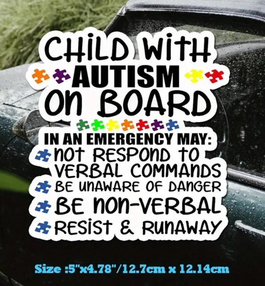 Child With Autism on Board Sticker - Etsy