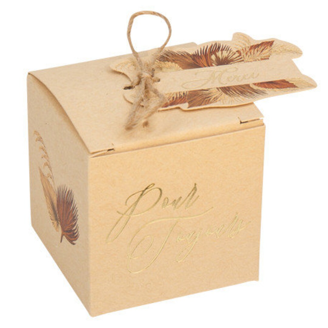 The Kraft Palm Leaf Dragee Box by 10 - Etsy