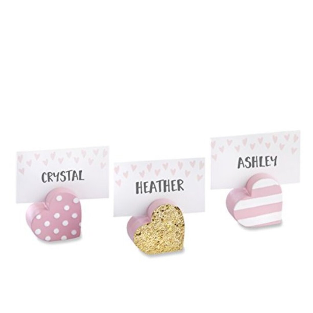 The 6 Pink and Gold Heart Place Cards in Resin - Etsy