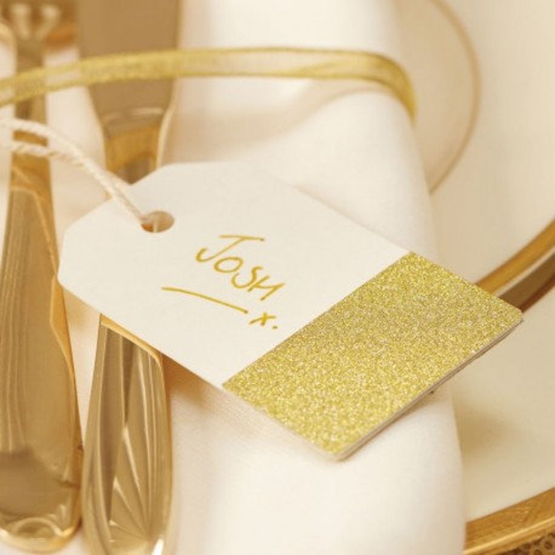 The 10 Ivory Tag and Gold Glitter Labels - Etsy