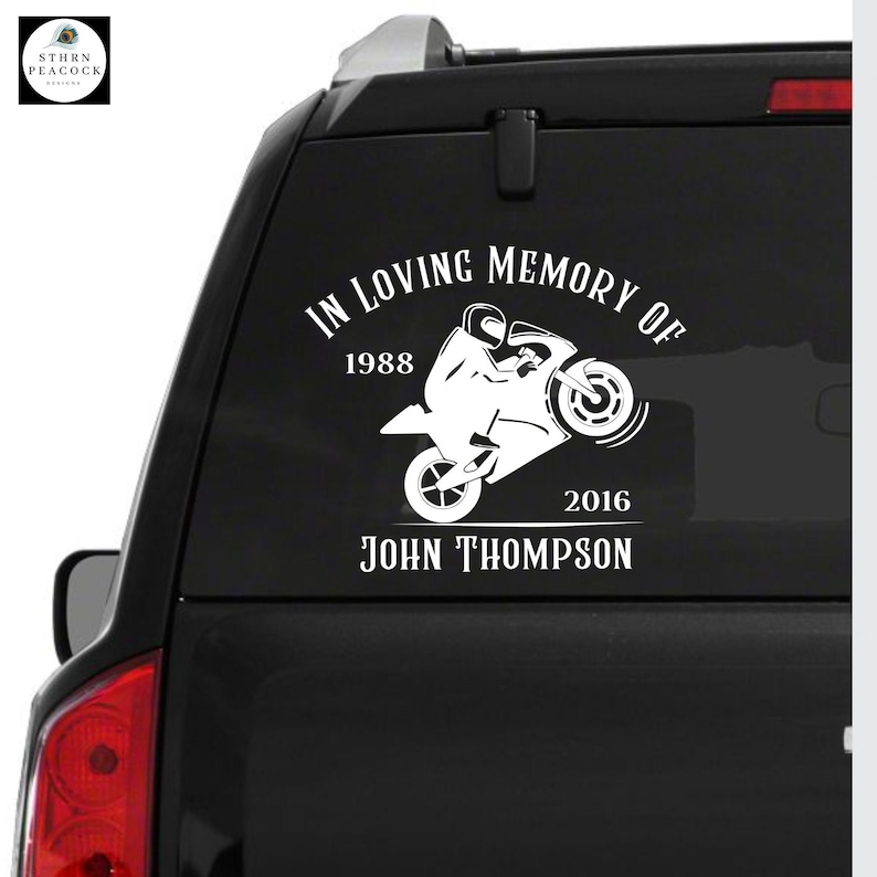 In Loving Memory Motorcycle Wings Window Decal Sticker / | Etsy