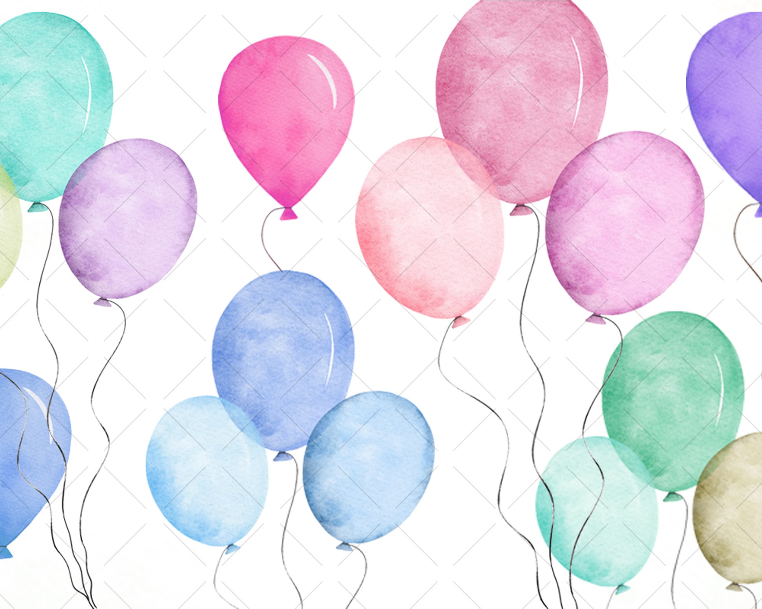 Watercolor Party Clipart - Watercolor Balloons - Watercolor Party Hats ...