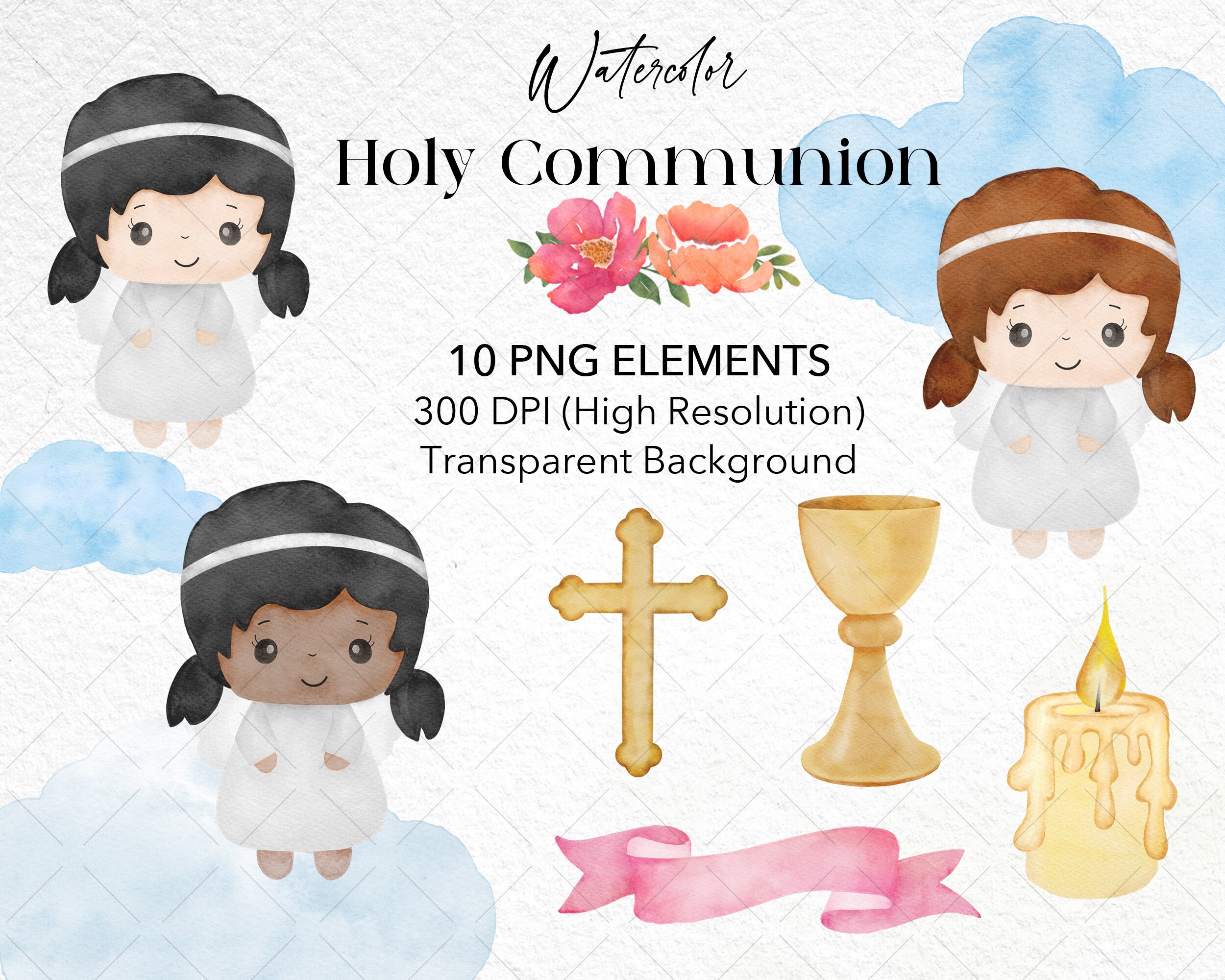 Holy Communion Clipart - Cute Angel Clipart - Baby Angel - Cross ...