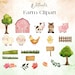 Cute Farm Clipart - Watercolor Farm Cliparts - Set of 21 PNG Elements ...