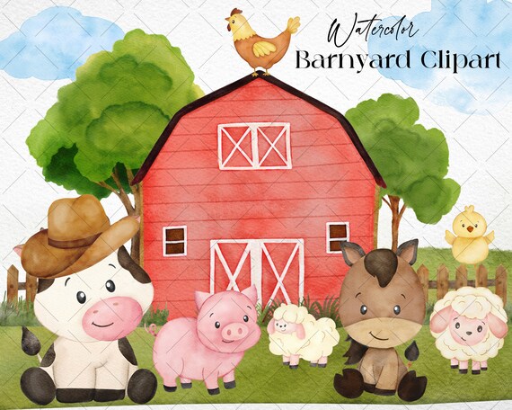 Barnyard Clipart Watercolor Farm Cliparts Set of 21 PNG - Etsy