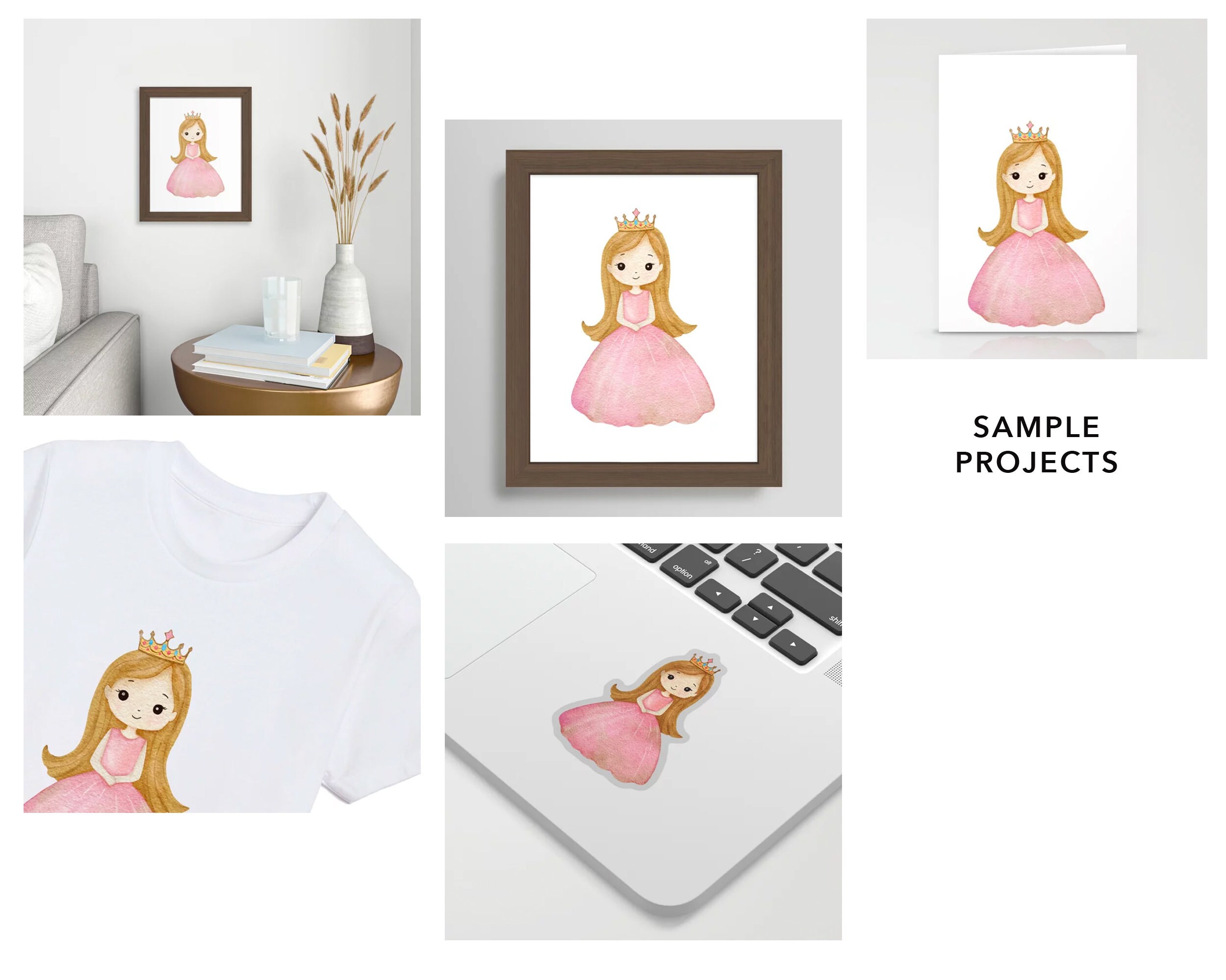 Cute Watercolor Princess Clipart Royal Princess Castle Clipat Princess ...