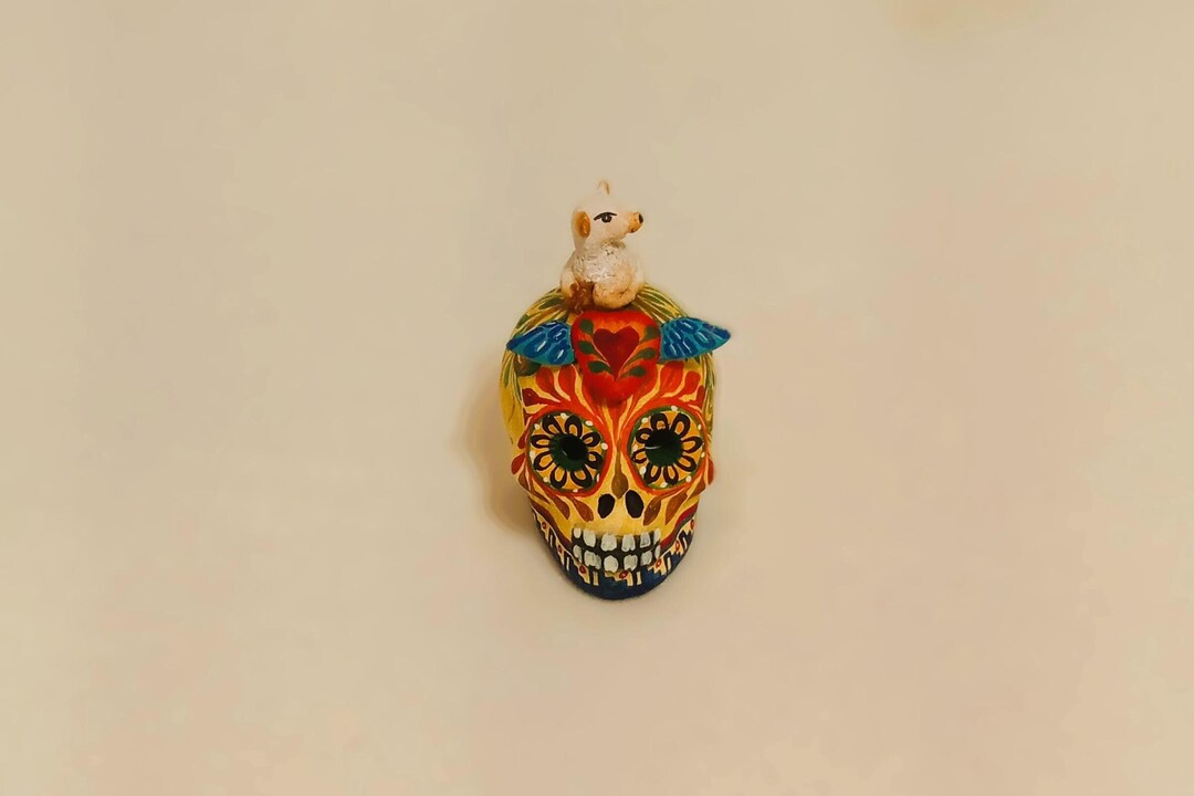 Day of the Dead: Mini Skull Sculpture With a Lamb's Heart - Etsy