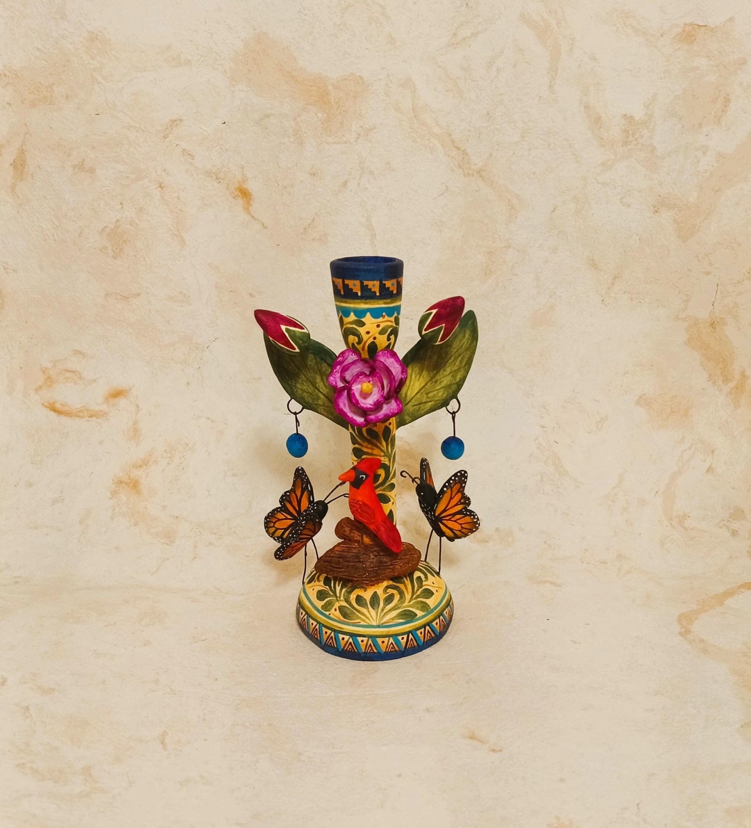 Arbol De Vida Pink Flower, Cardinal & Monarch Butterflies. - Etsy