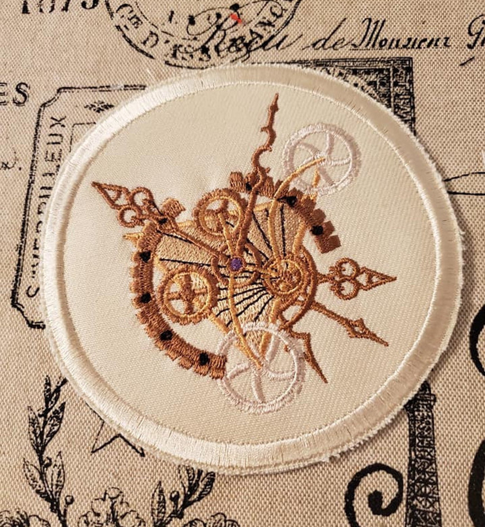 Steampunk Clockwork Embroidered Patch: Alchemy Applique (4.84"w X 4.84 ...