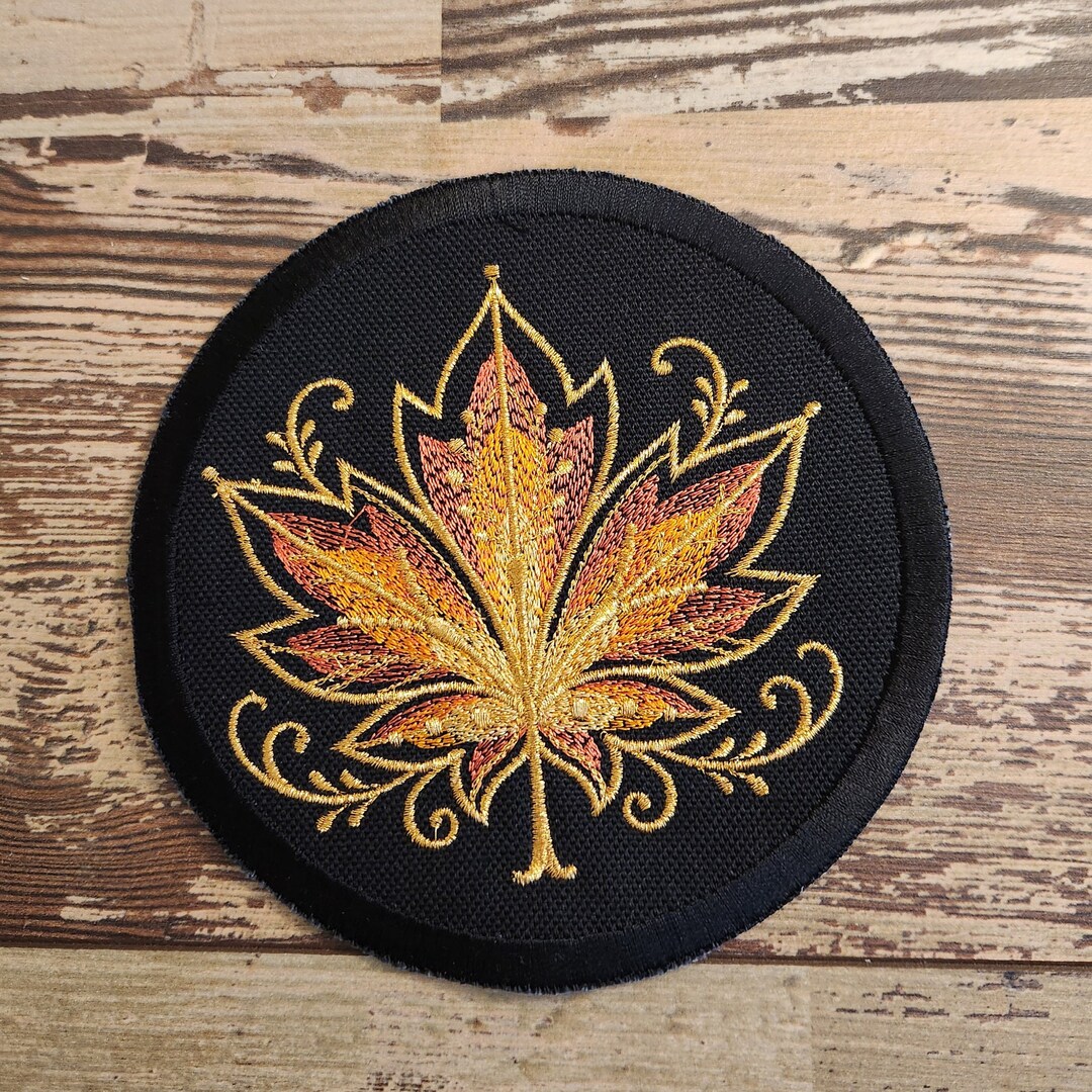 Gilded Mapleleaf ,iron on Patch, Sew on Patch, Embroidery, Patch ...
