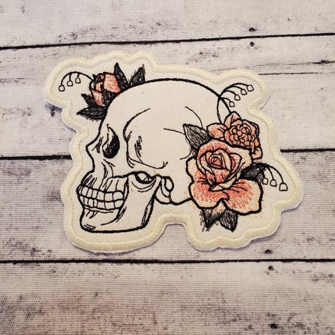 Dire Blooms Embroidered Patch Set: Skull & Flowers, Iron On/sew On ...