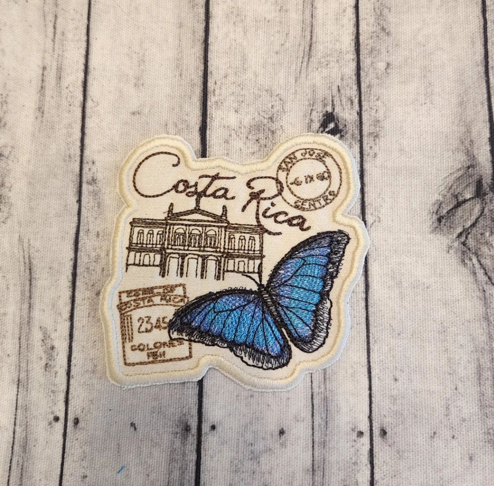 Costa Rica Passport Patch: Embroidered Butterfly Applique - Etsy