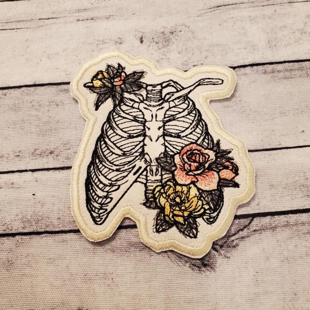 Floral Rib Cage Patch: Embroidered Iron-on Applique, Made in USA - Etsy