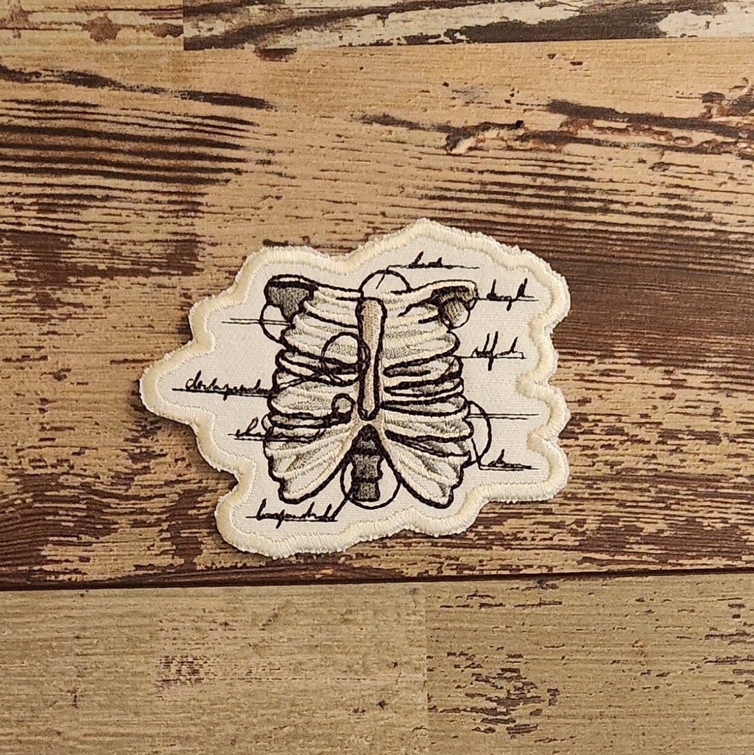 Anatomical Rib Cage Iron-on Patch: Handmade Embroidered Applique - Etsy