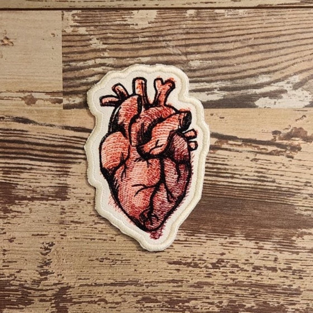 Painted Anatomical Heart, Iron on Patch, Sew on Patch, Embroidery ...