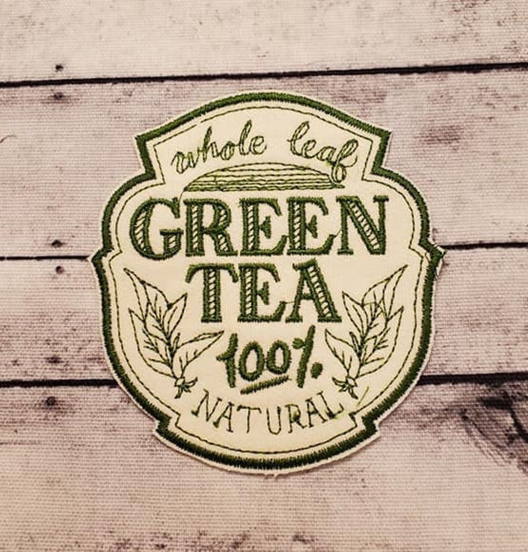 Green Tea Patch, Iron on Patch, Sew on Patch, Embroidery, Apothecary ...