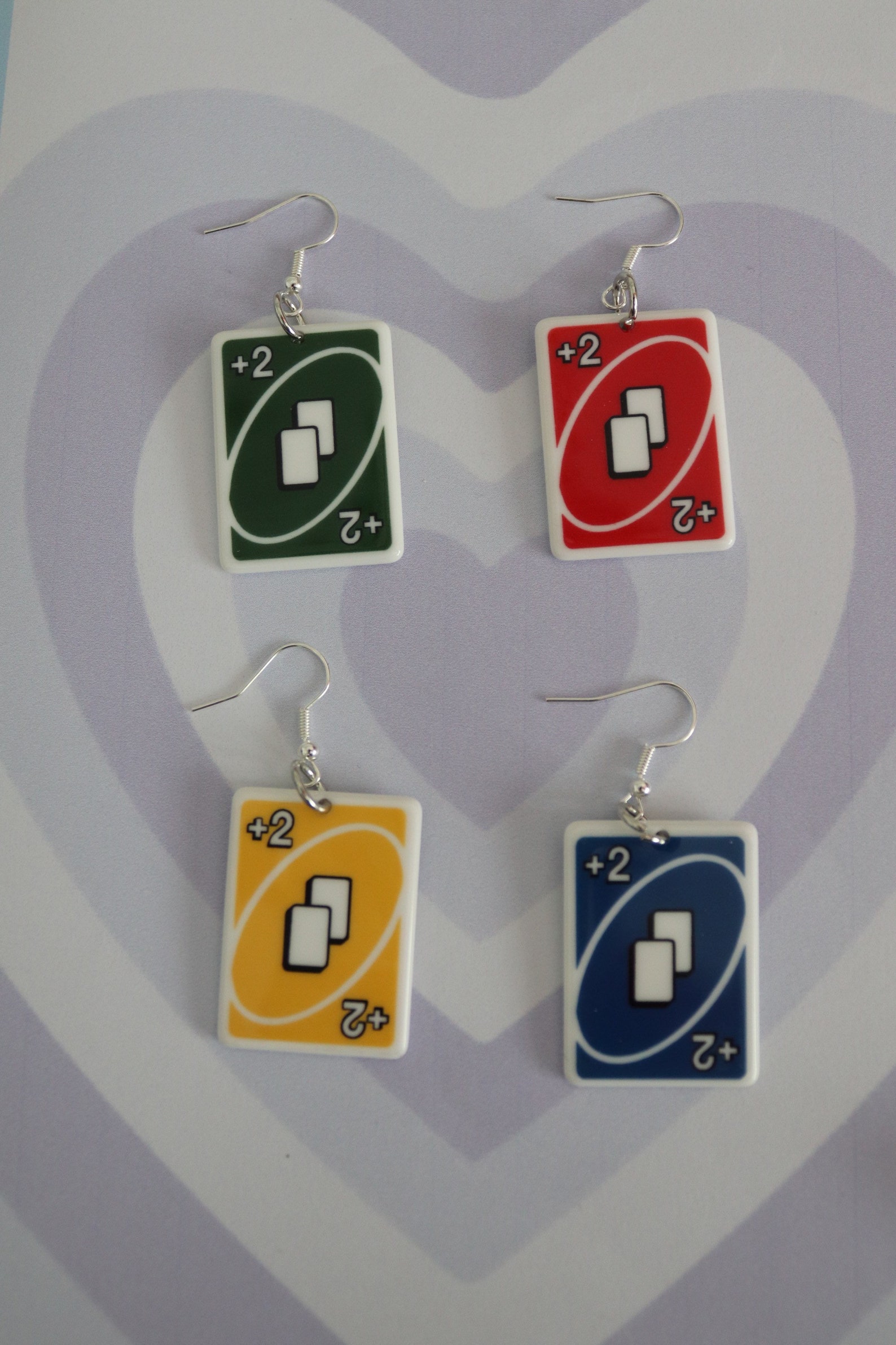 Uno Plus Two 2 Card Earrings Etsy Uno Plus Two 2 Card Earrings Etsy