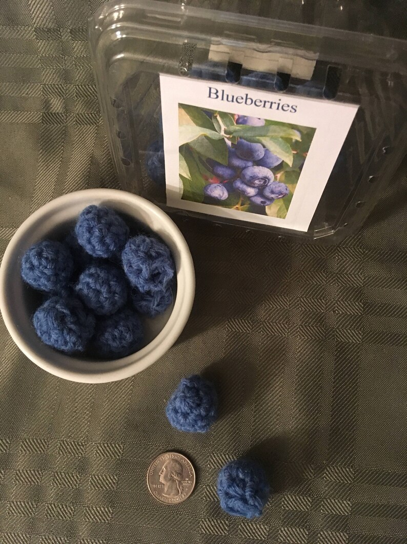Crochet Blueberries Play Food with container | Etsy
