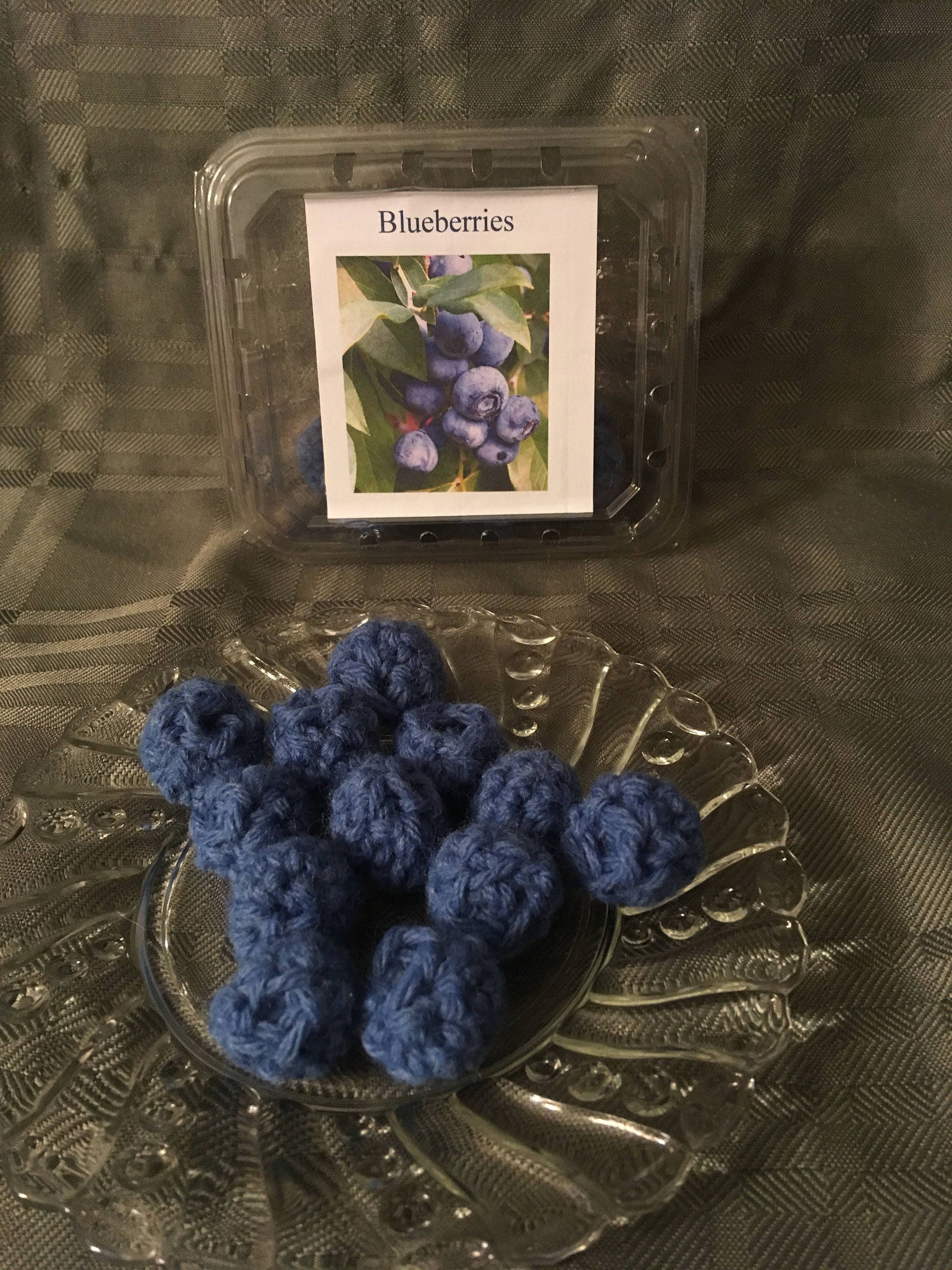 Crochet Blueberries Play Food with container | Etsy