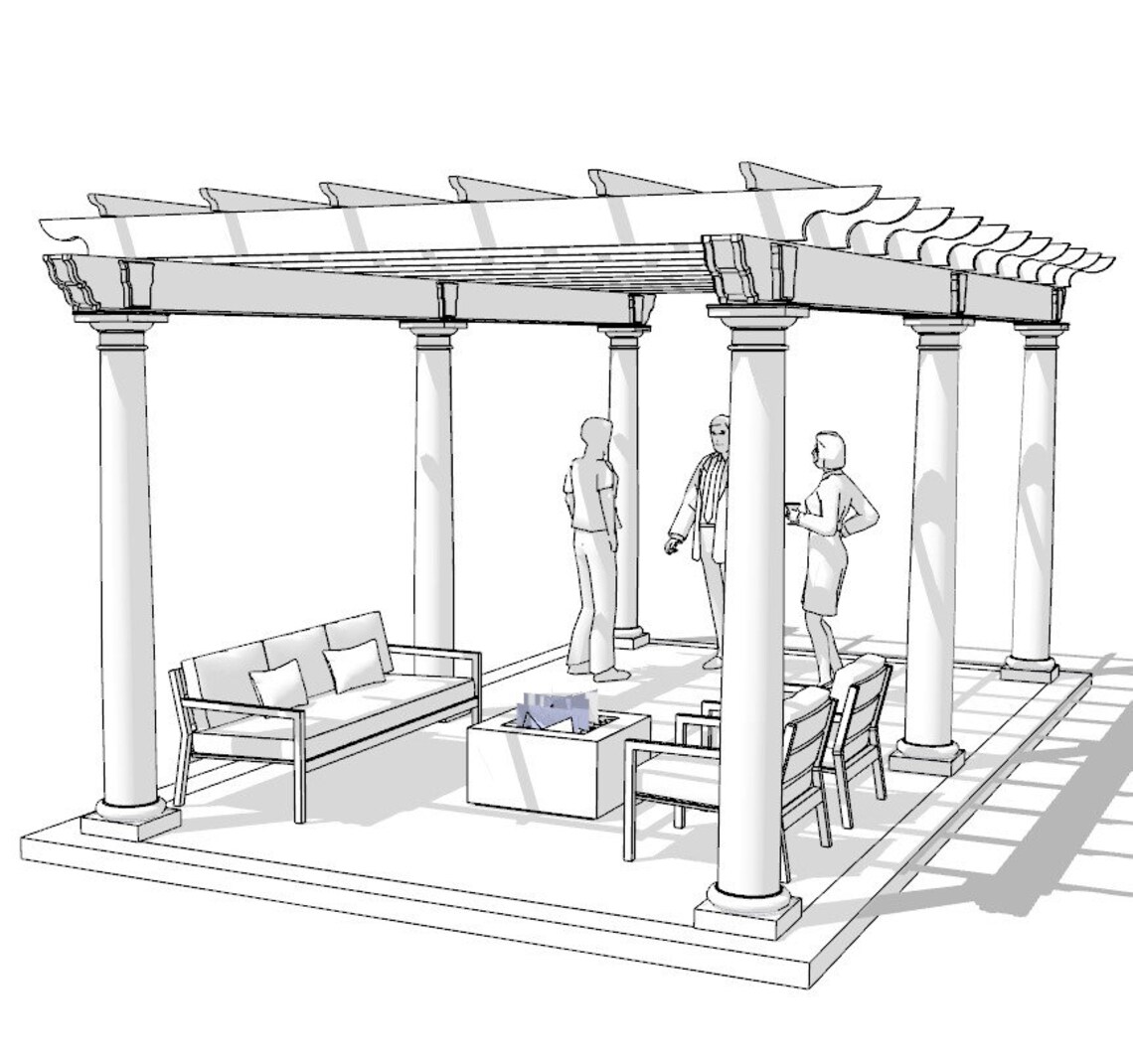 A Set of Architectural Drawings for a Pergola 10' x | Etsy
