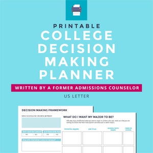 College Decision Making Planner Printable Written by a - Etsy