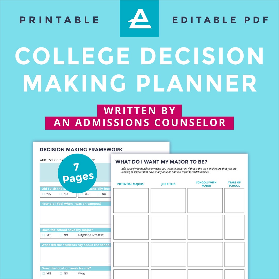 College Decision Making Planner Printable Written by an - Etsy
