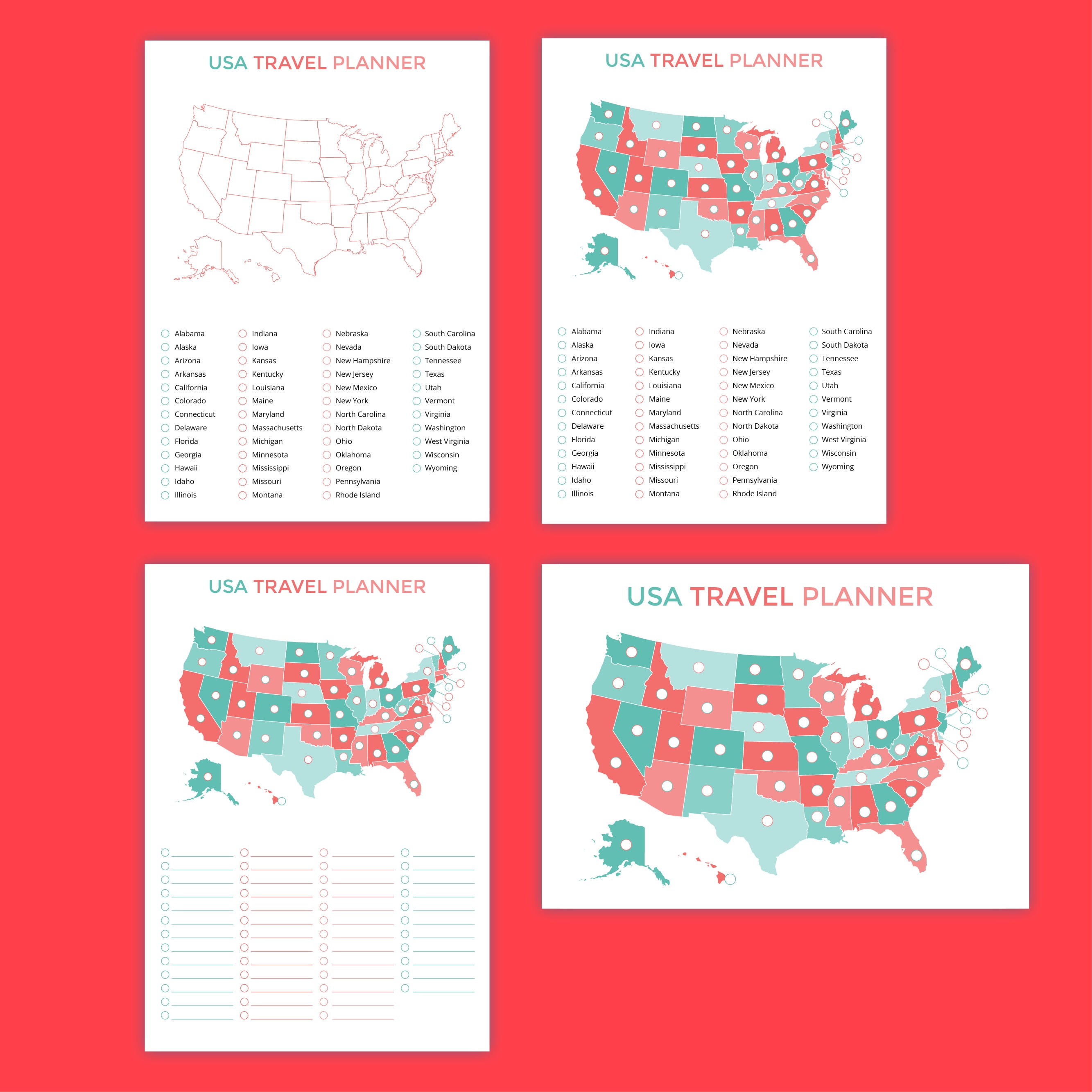 USA Travel Planner Printable, Travel Digital Planner, Printable PDF ...